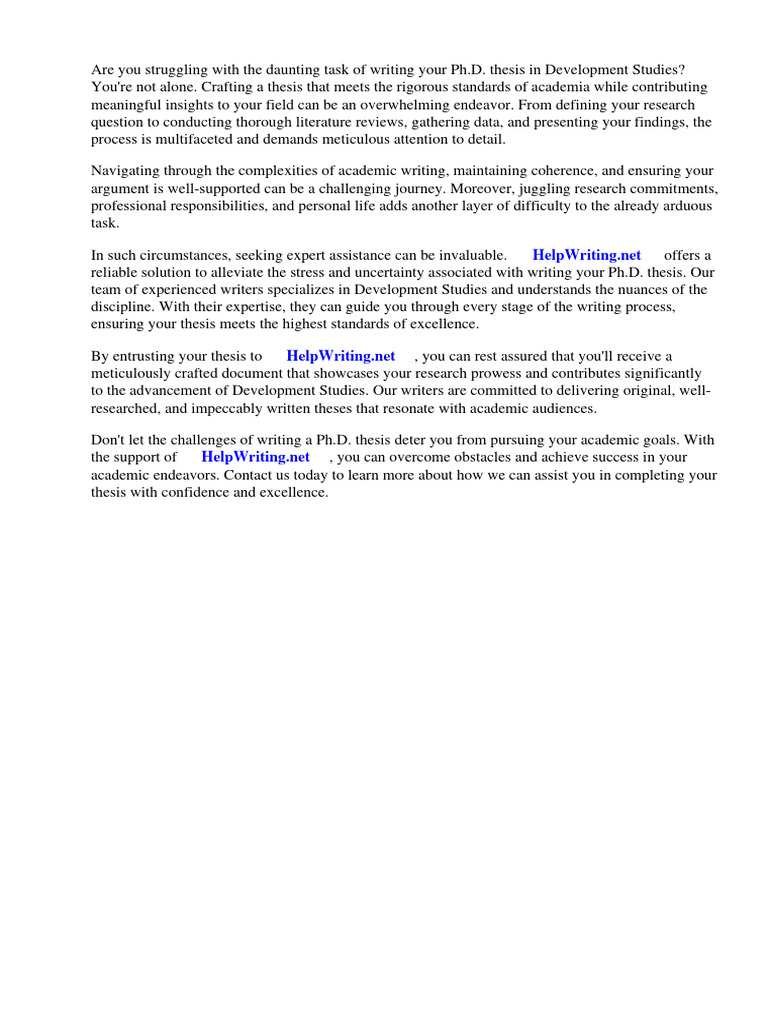 Example PHD Thesis in Development Studies | PDF | Thesis | Doctor Of ...