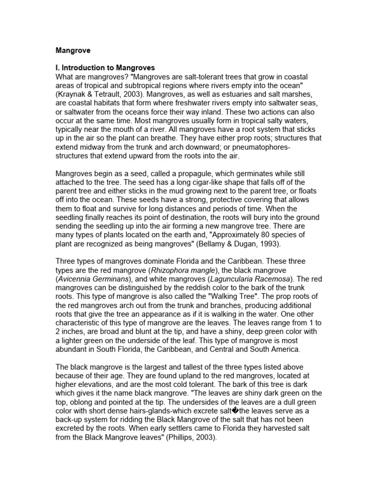 Mangrove Pdf Mangrove Trees