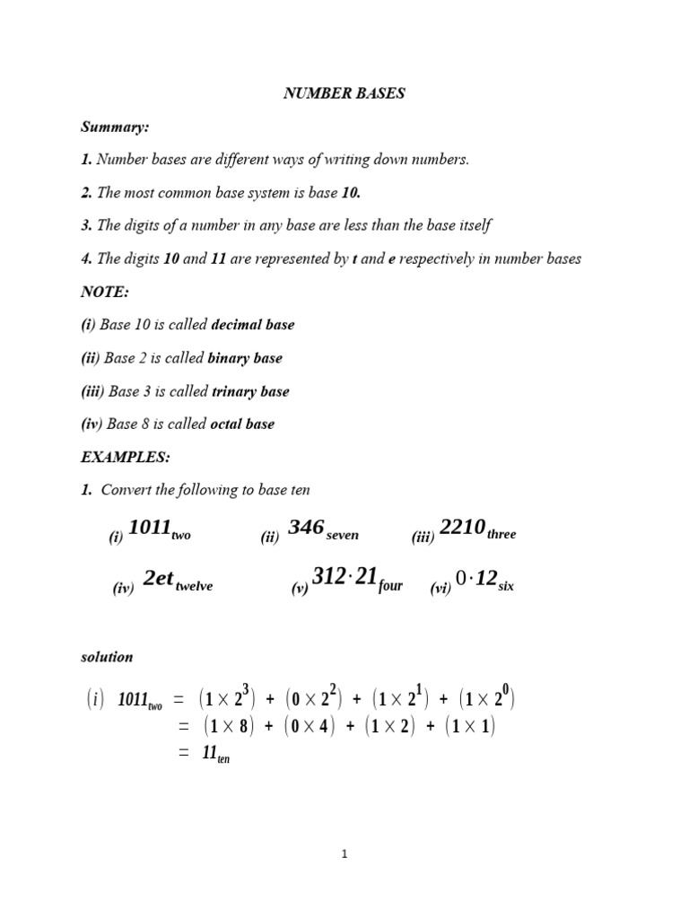 04 Mathematics (Bases) | Download Free PDF | Decimal | Mathematical ...
