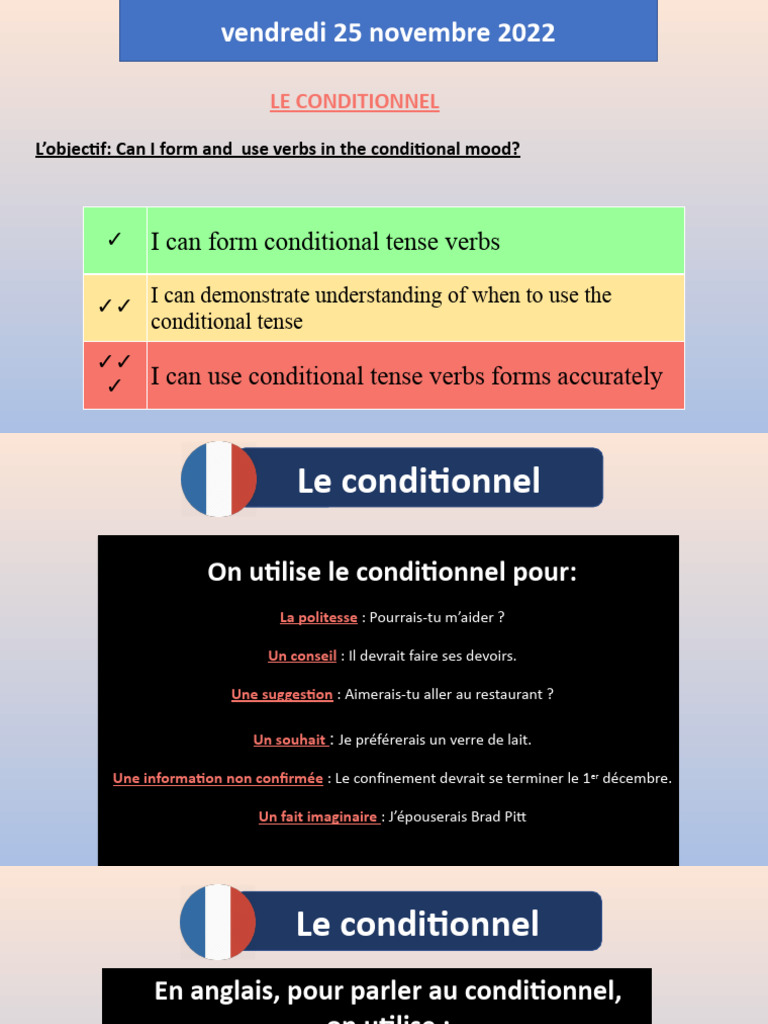 Lesson 3 - Le Conditionnel 1 | PDF | Relations syntaxiques | Linguistique