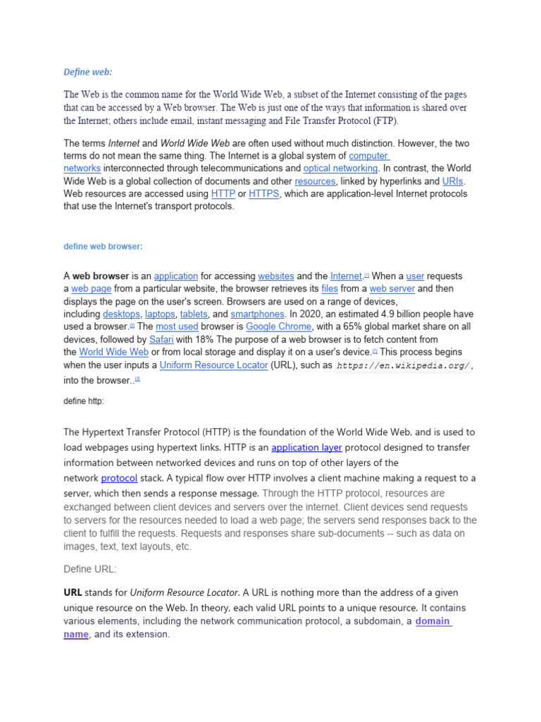 Define Web | PDF | World Wide Web | Internet & Web