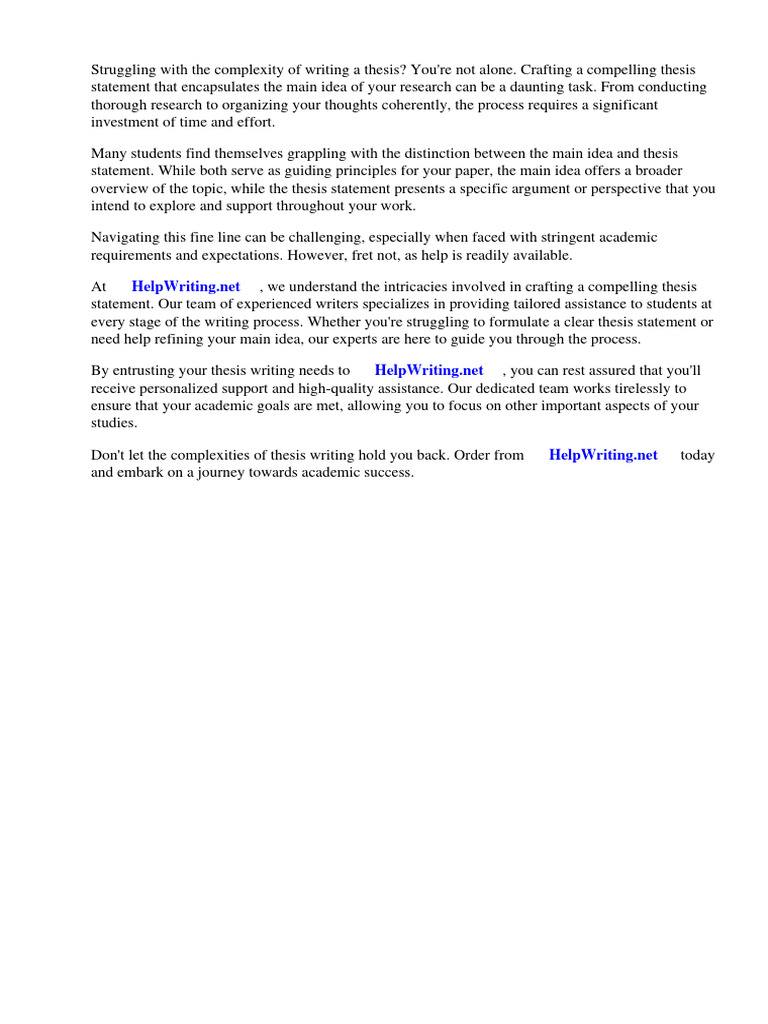 Main Idea vs Thesis | PDF | Essays | Thesis