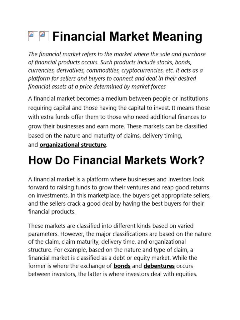 Understanding Financial Markets Explained | PDF | Financial Markets ...