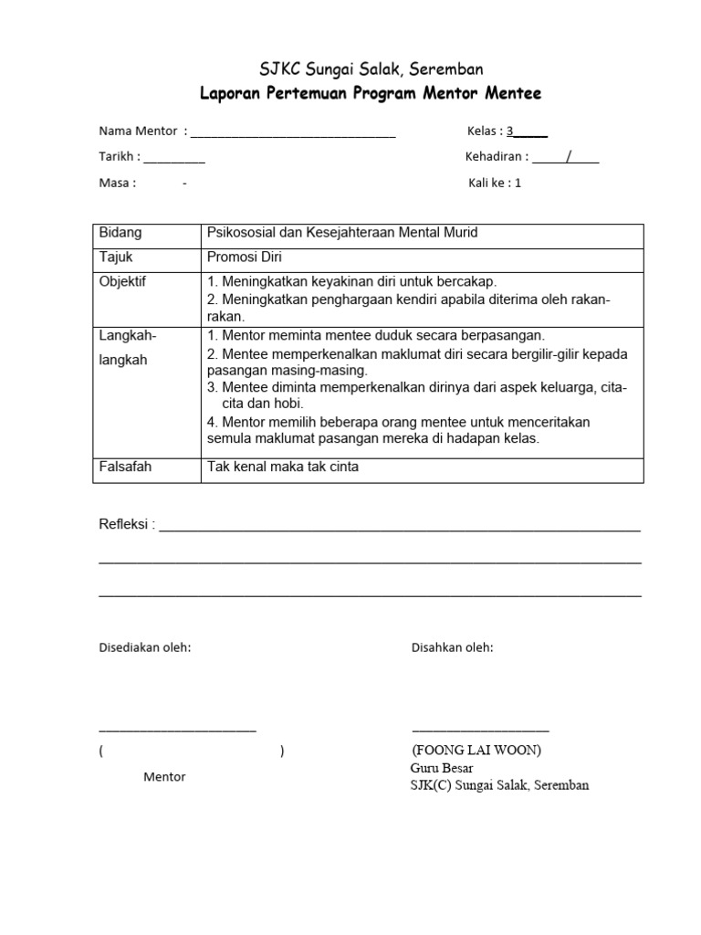 Laporan Mentor Mentee t3 | PDF | Karier & Perkembangan | Pengembangan Diri