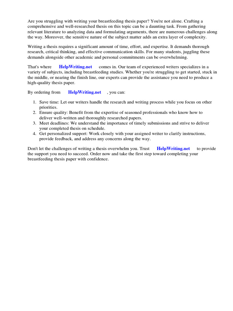 Breastfeeding Thesis Writing Help | PDF