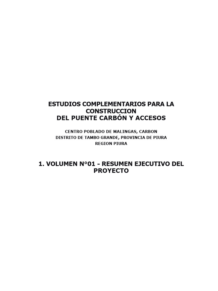 Estudio Complementarios para La Construccion Del Puente Carbon y Accesos | PDF