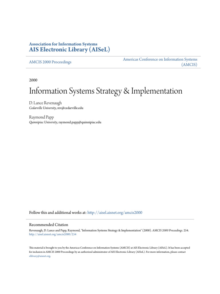 Information Systems Strategy & Implementation | PDF Information Systems Strategy & Implementation | PDF