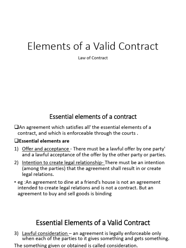 Elements of A Valid Contract | PDF | Business | Finance & Money Management