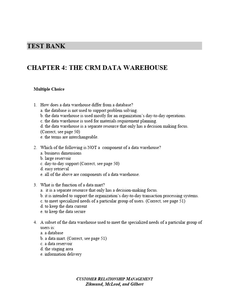 CHAPTER 4: THE CRM DATA WAREHOUSE ch04 | PDF