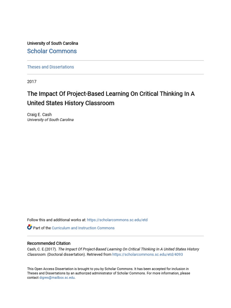 The Impact of Project-Based Learning On Critical Thinking in A Un | PDF | Constructivism ...