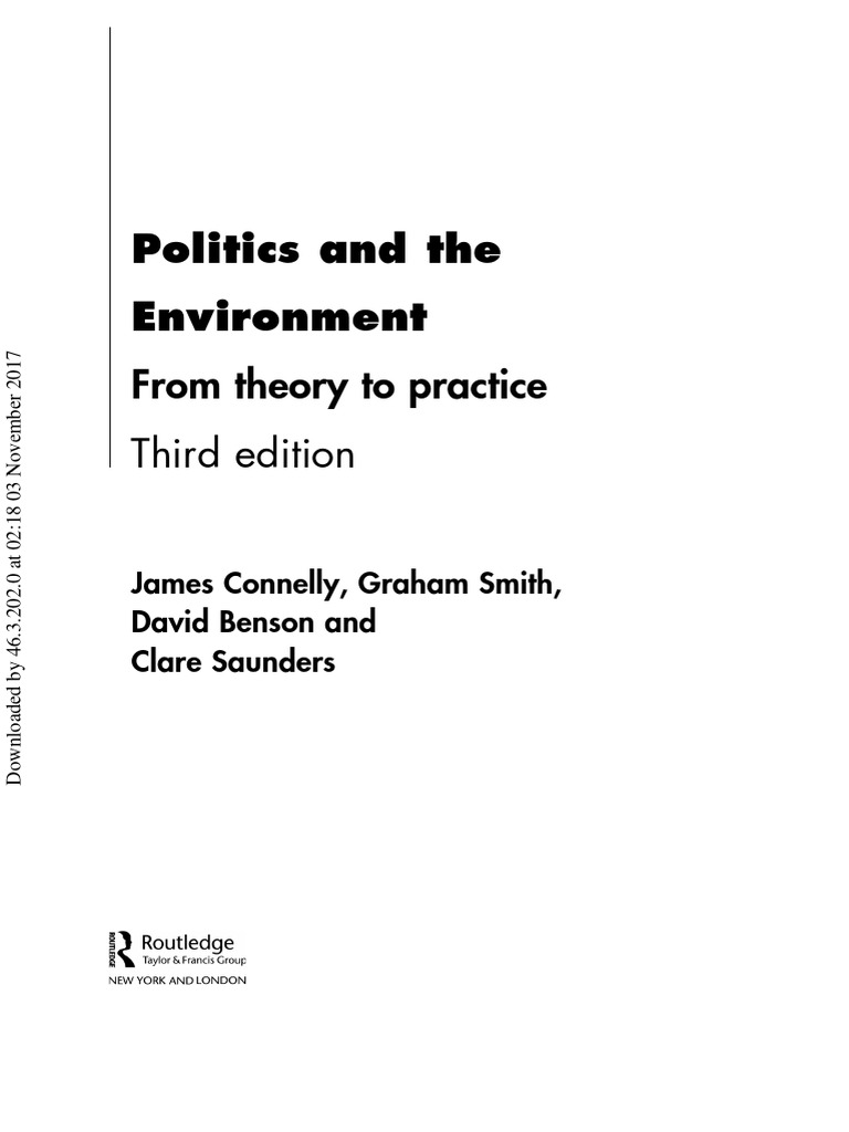 Politics and The Environment From Theory To Practice Third Edition | PDF