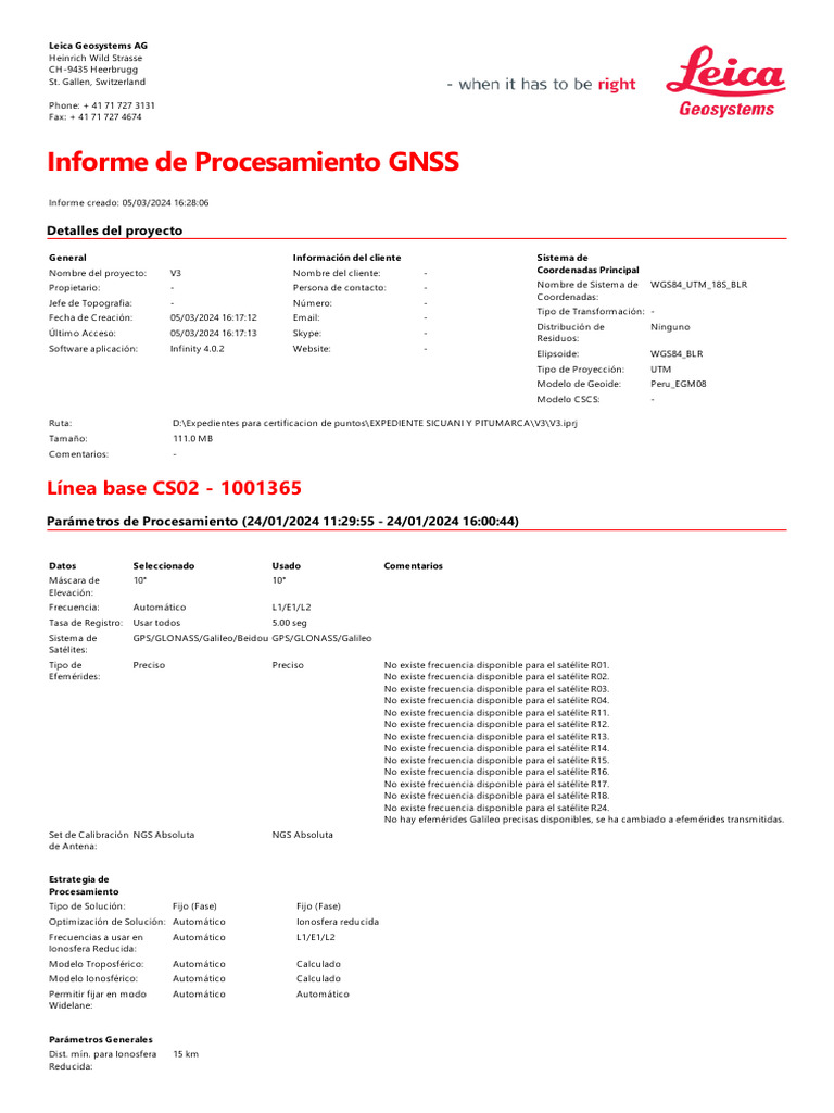 V3 Informe de Procesamiento GNSS | PDF