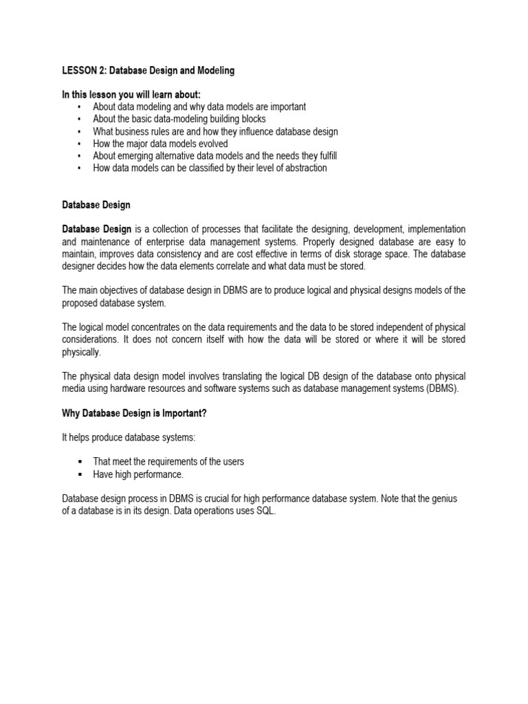 Lesson 2 | PDF | Relational Database | Databases