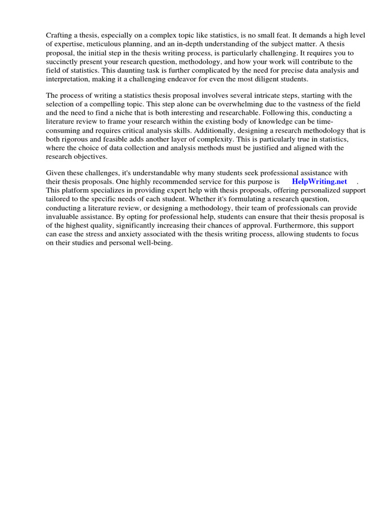 Statistics Thesis Proposal Example | PDF