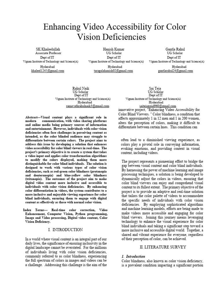 Real-Time Video Accessibility for Color Blind | PDF | Color | Visual ...