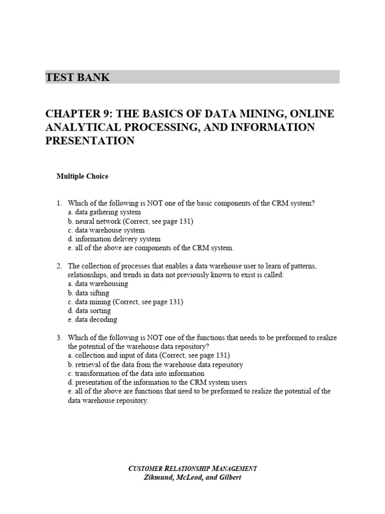 ch09 | PDF | Customer Relationship Management | Data Warehouse