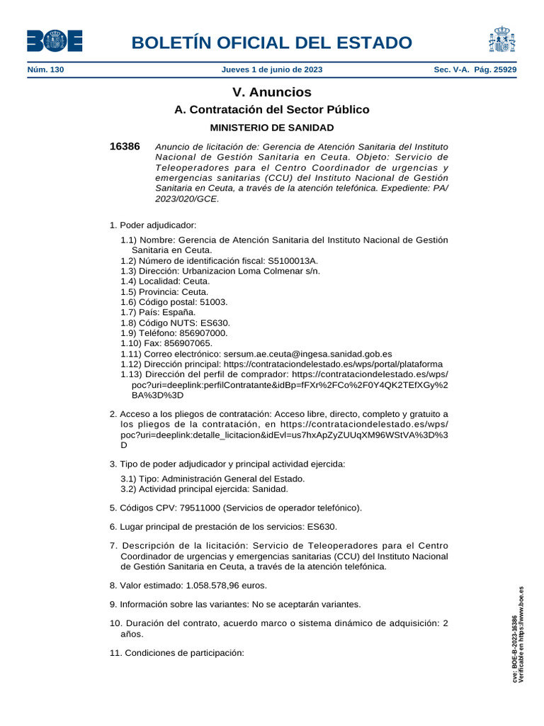 Anuncio Boe | PDF | Hospital | Gobierno