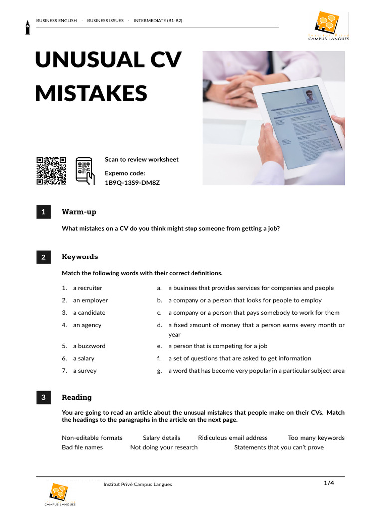 Unusual CV Mistakes British English Teacher | PDF | Recruitment ...