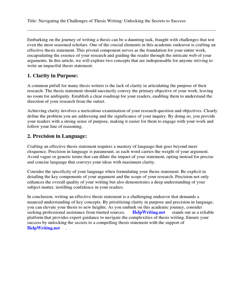 Identify Two Concepts That Will Help You Write An Effective Thesis ...