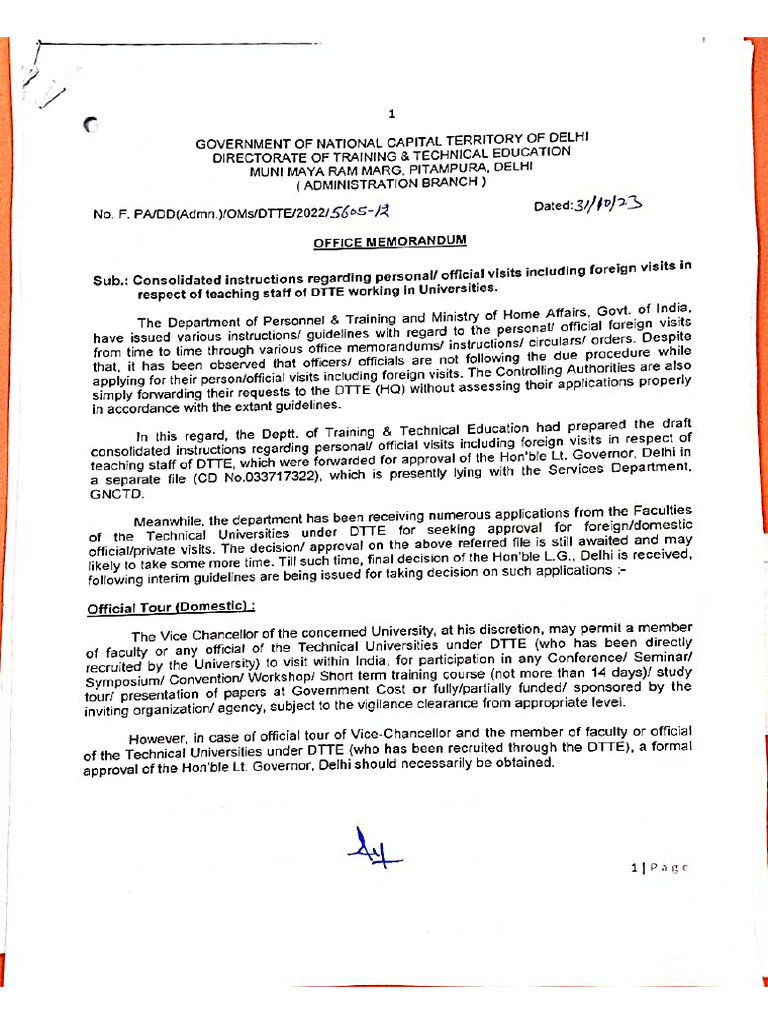 Om Regarding Foreign Visit | PDF