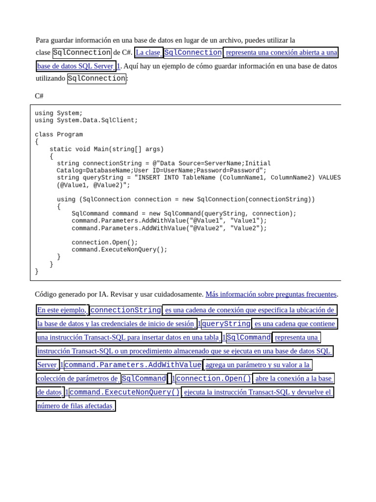 Conecciones A Bases de Datos | Descargar gratis PDF | C Sharp (lenguaje de programación) | Bases ...