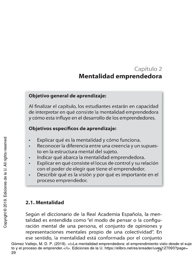 CAPITULO II MENTALIDAD EMPRENDEDORA 1 | PDF