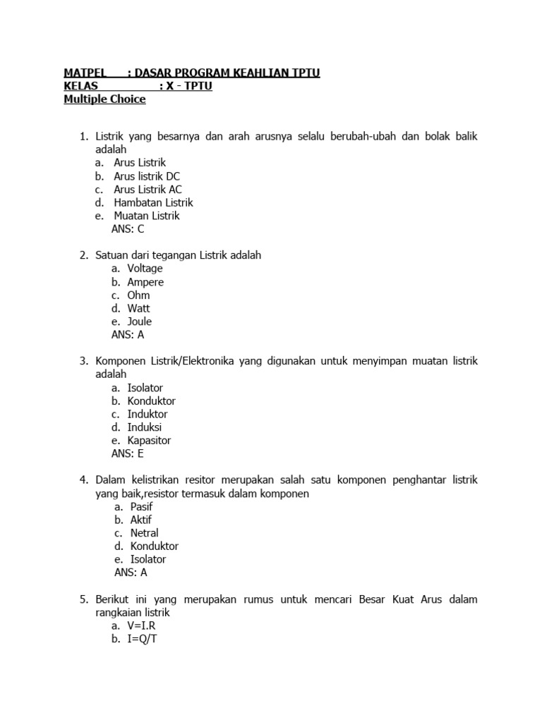 Soal STS - Dasar Tptu - Kelas X - Pak Deva | PDF