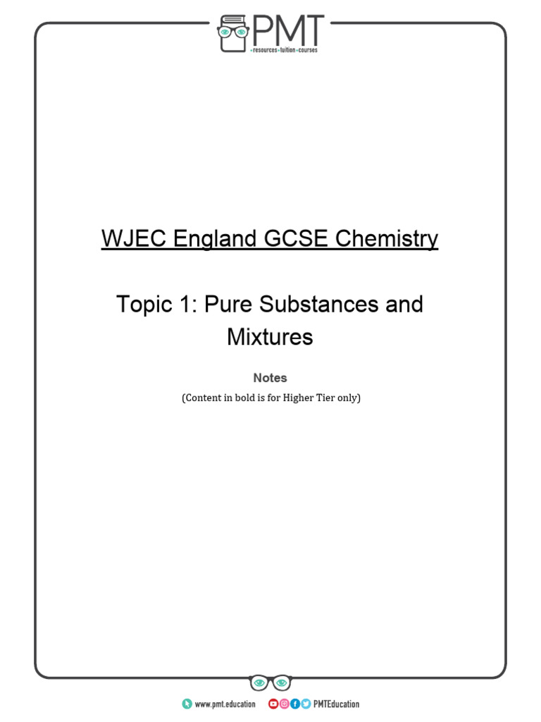 Summary Notes - Topic 1 WJEC (England) Chemistry GCSE | PDF ...