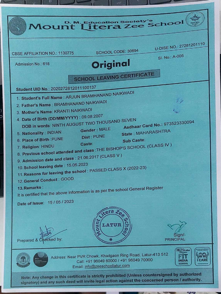 School Leaving Certificate | PDF