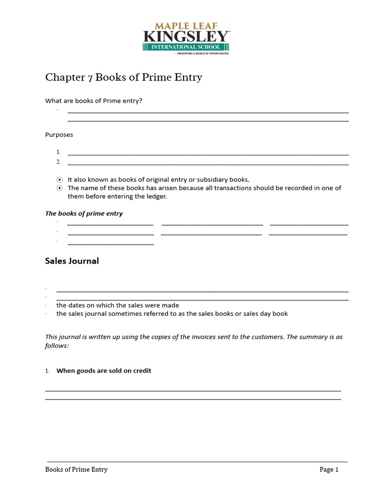 Books of Prime Entry (Handouts) | PDF