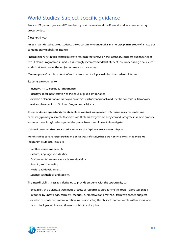 World Studies EE Subject Specific Guide | PDF | Essays | Evaluation