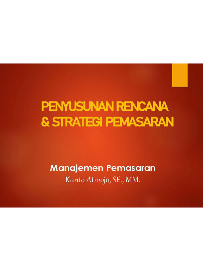 Rencana & Strategi Pemasaran | PDF