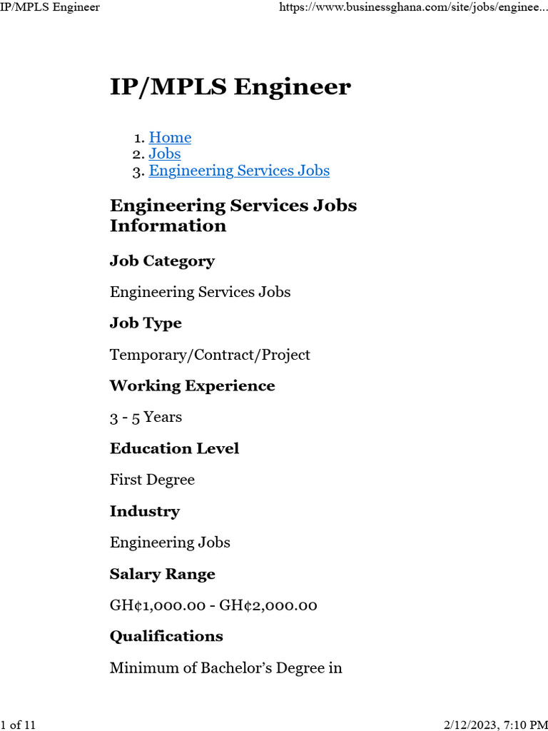 MPLS Engineer | PDF | Computer Network | Networking