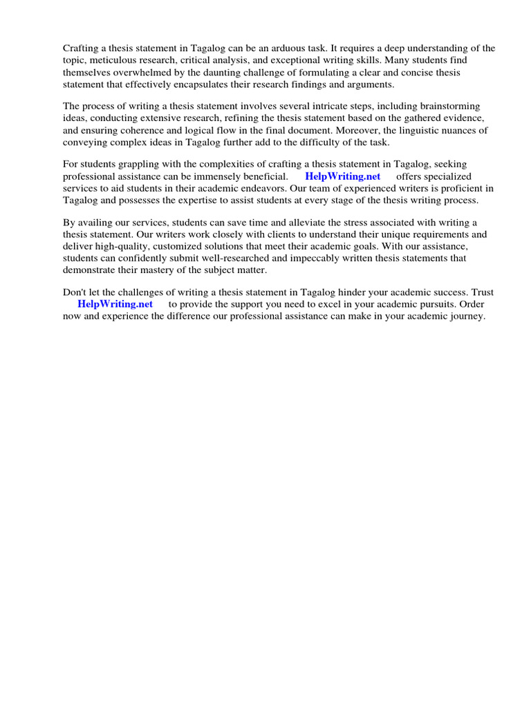 Thesis Statement Sa Tagalog | PDF | Tagalog Language | Human Communication