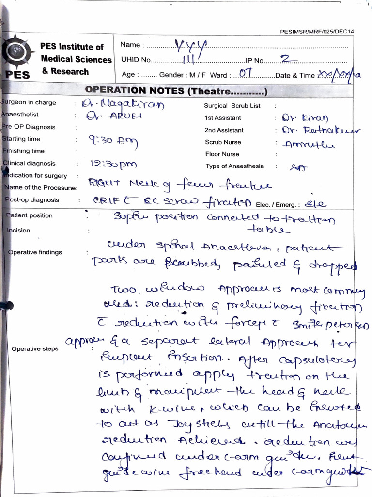 Right Neck of Femur Fracture | PDF