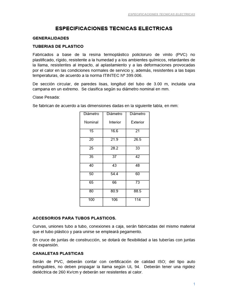 5 Especificaciones Tecnicas Electricas | Descargar gratis PDF | Conductor electrico | Tornillo