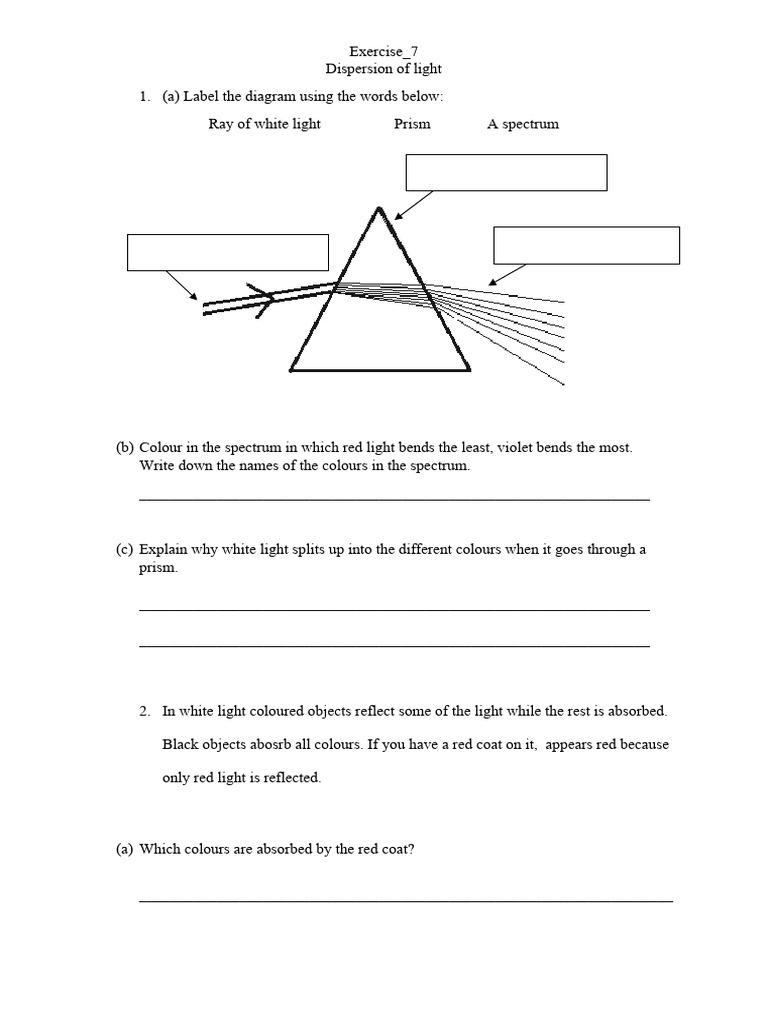 Exercise 7 Dispersion-Of-Light | Download Free PDF | Color | White