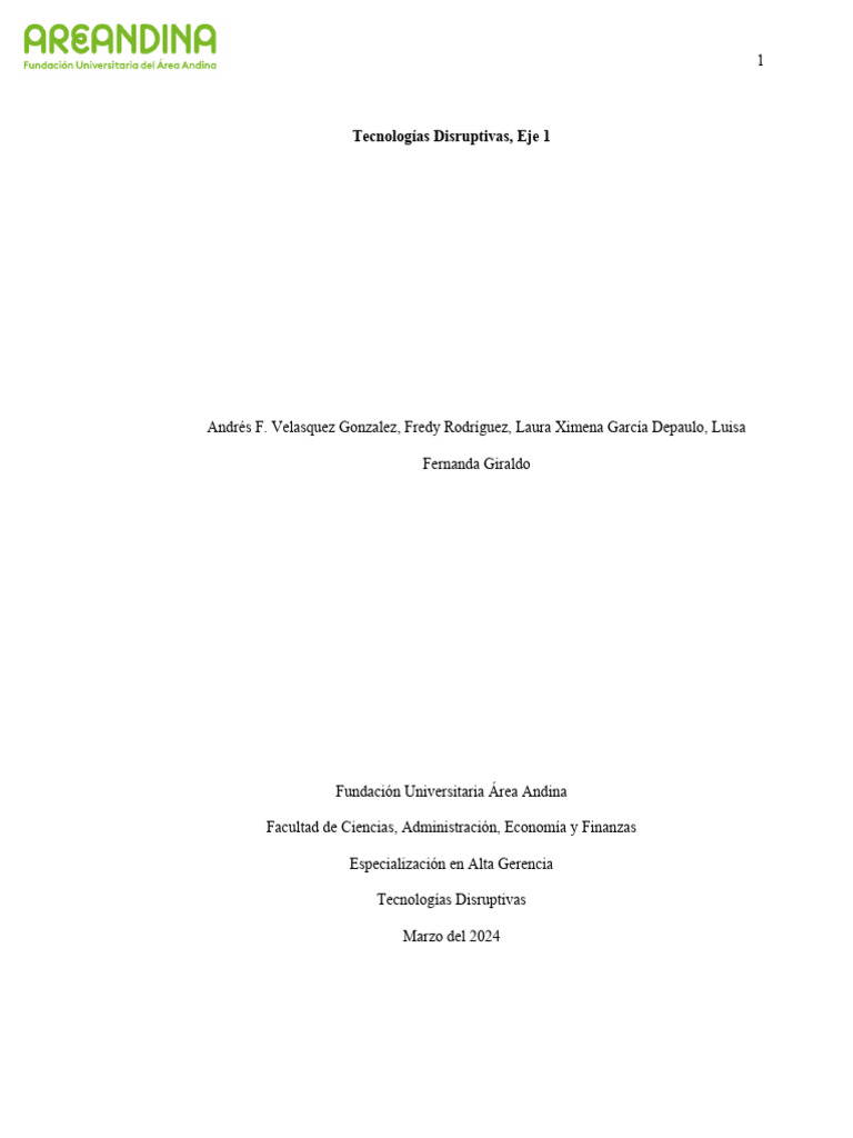 Tecnologias Disruptivas, Eje1 | PDF | Innovación disruptiva | Business