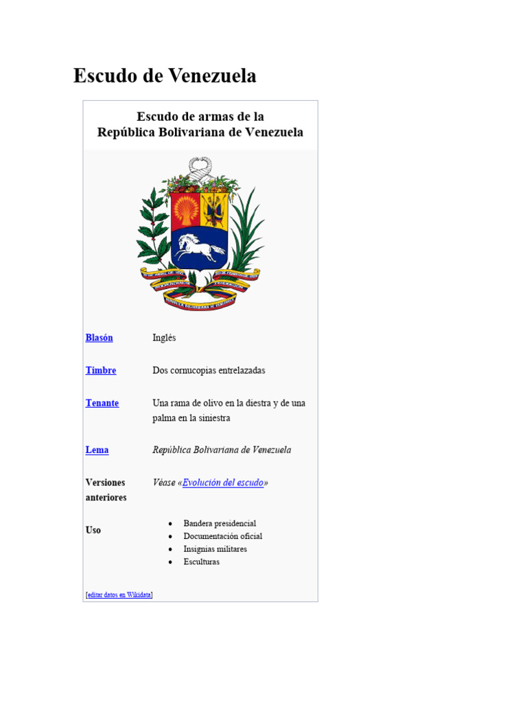 Escudo de Venezuela | PDF | Los símbolos | Venezuela