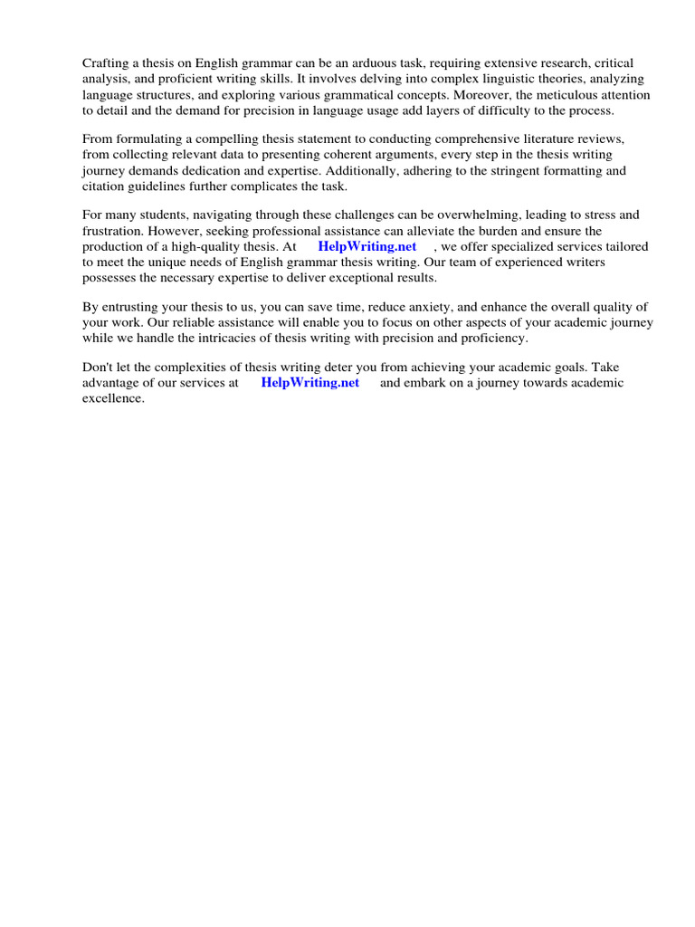 English Grammar Thesis PDF | PDF | Verb | English Language