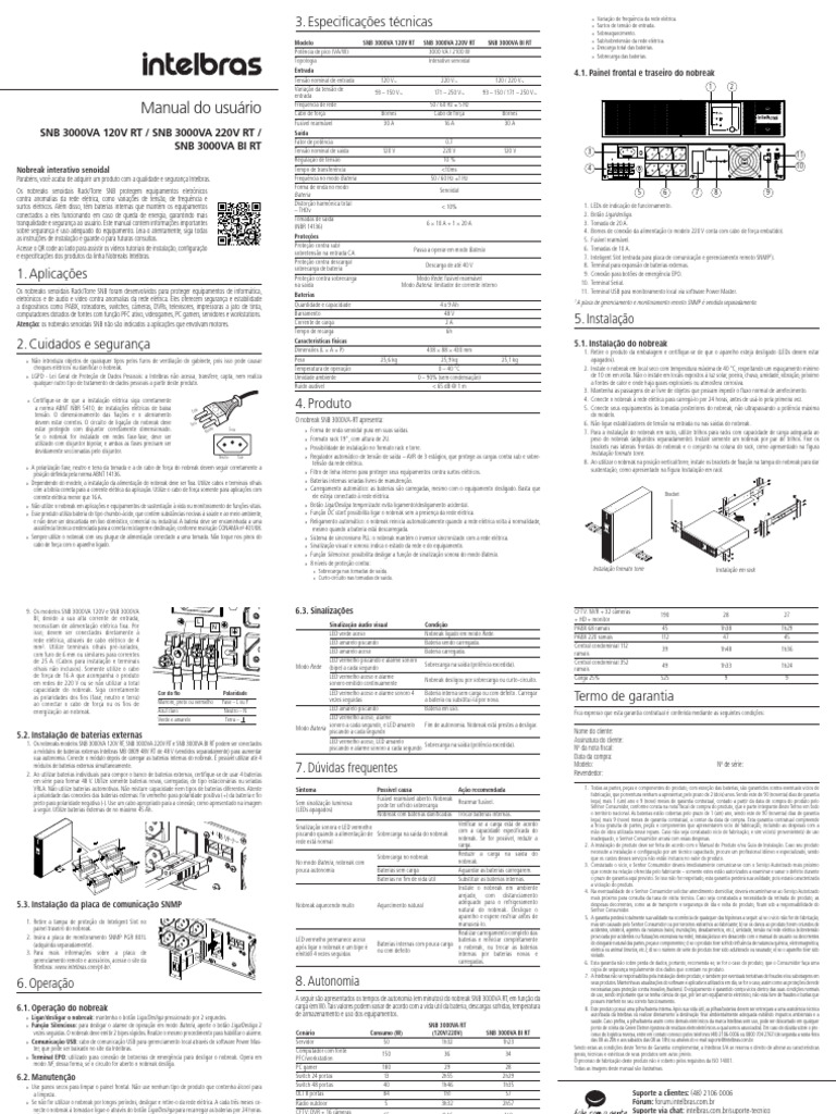 Manual SNB 3000VA RT 01-21 Site | PDF