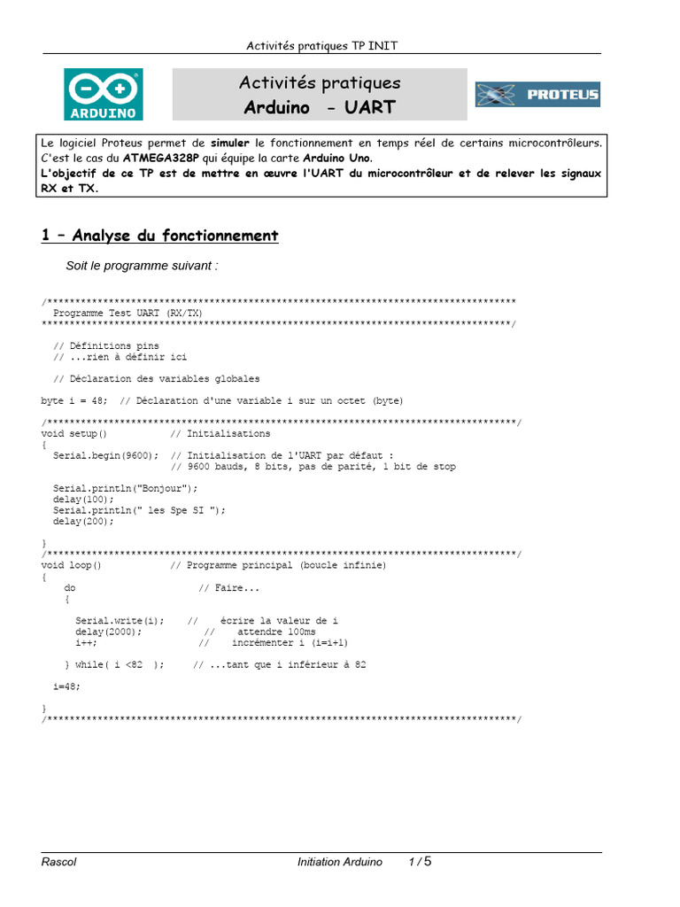 Initiation UART avec Arduino | PDF | Arduino | Processeur