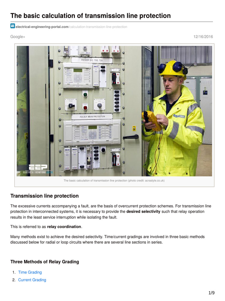 The Basic Calculation of Transmission Line Protection | Download Free ...