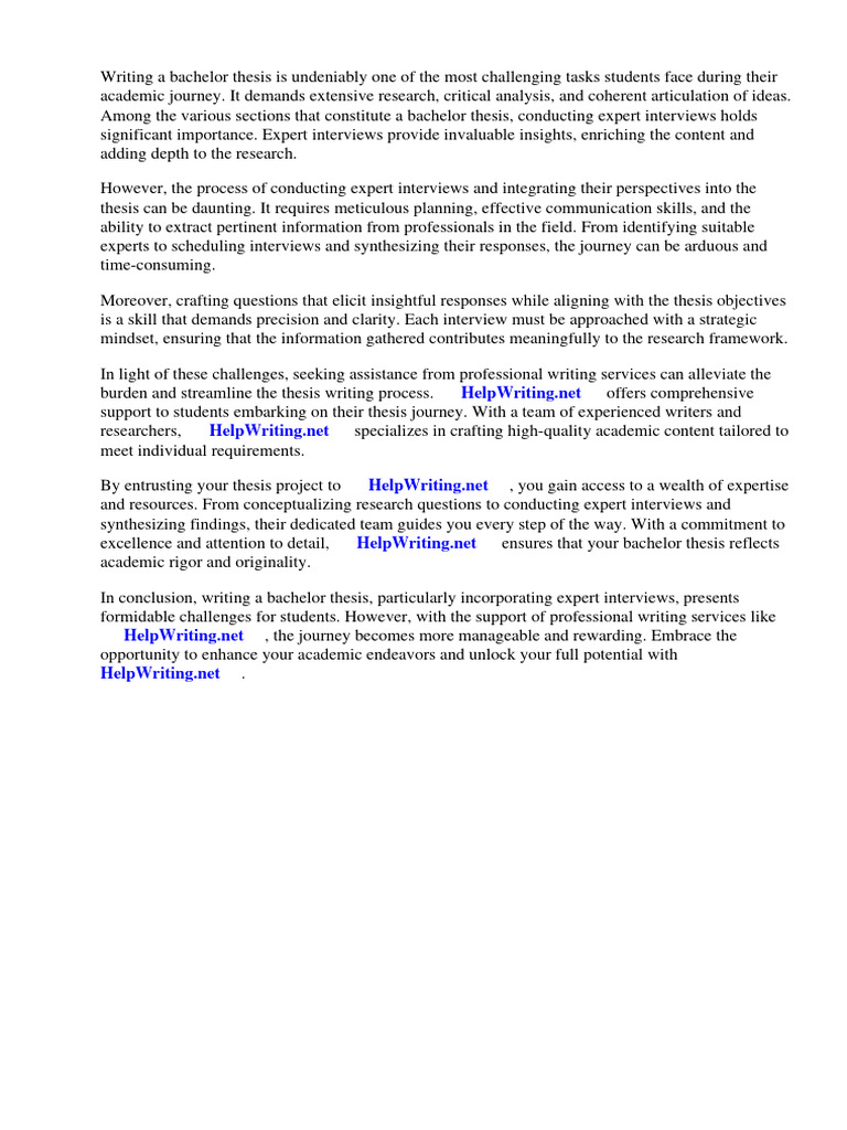 Bachelor Thesis Expert Interview | PDF | Thesis | Expert