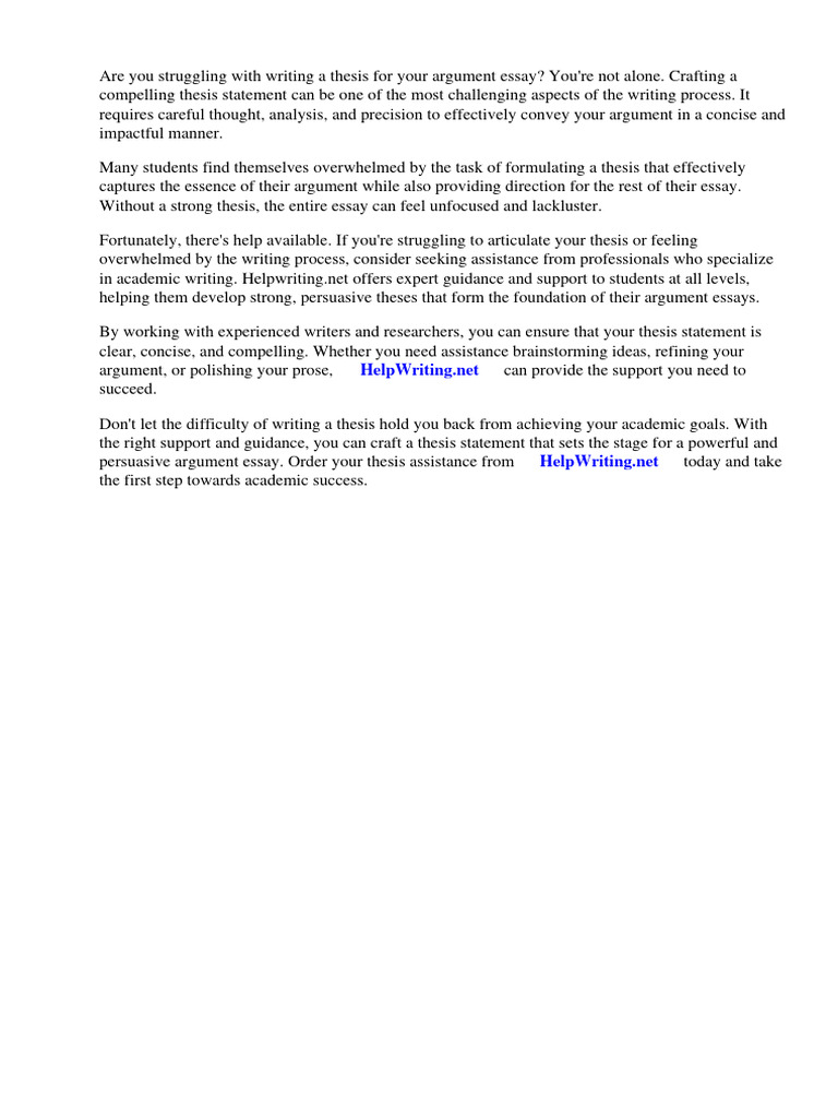Argument Essay Example Thesis | PDF | Essays | Argument