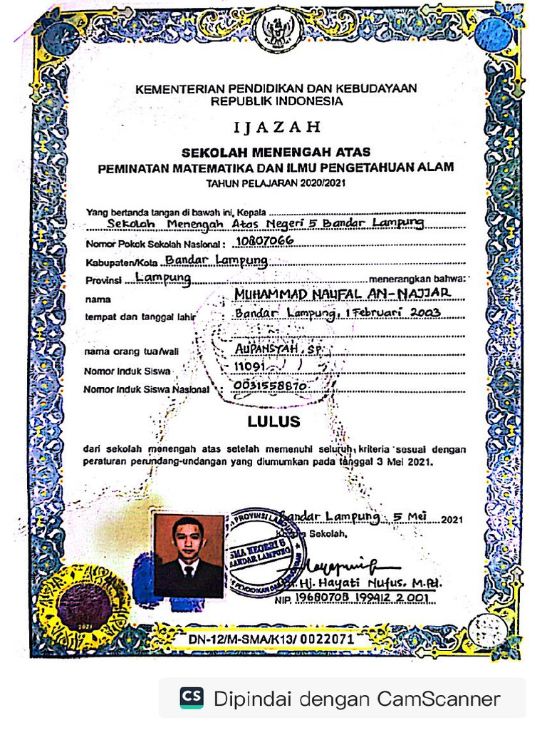 Scan Ijazah NAUFAL | PDF