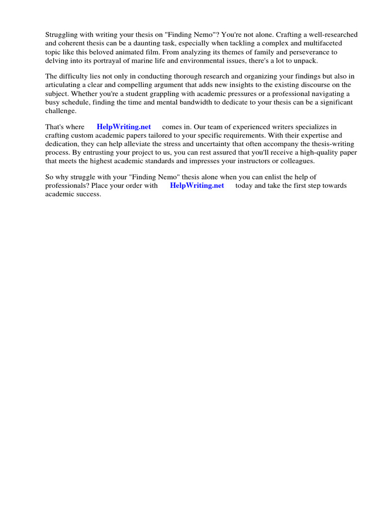 Thesis Help for "Finding Nemo" | PDF | Language Arts & Discipline