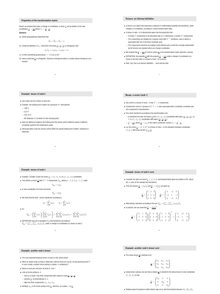 Lecture 2 Tensors | PDF | Euclidean Vector | Tensor