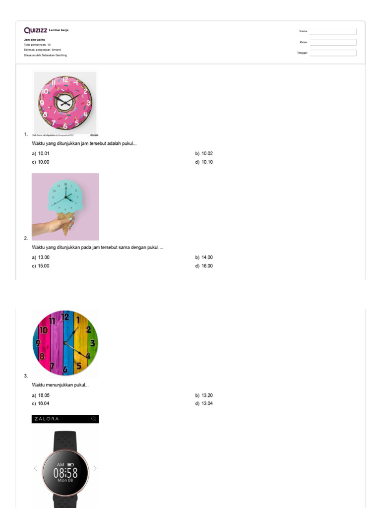 Latihan Soal Jam dan Waktu untuk Siswa | PDF