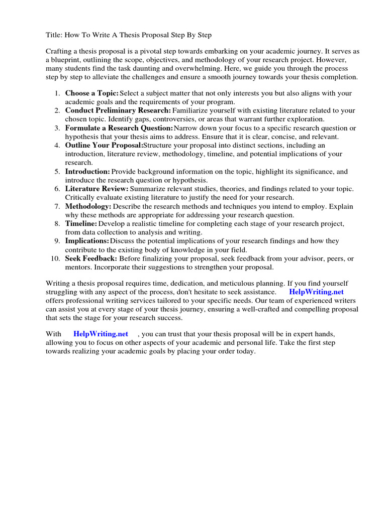 How To Write A Thesis Proposal Step by Step | PDF